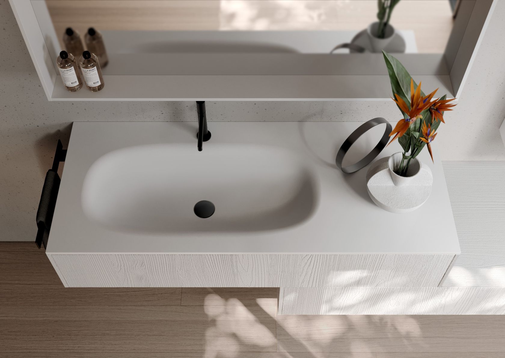 SENSE 12 Single vanity unit with mirror By Ideagroup | design Aqua