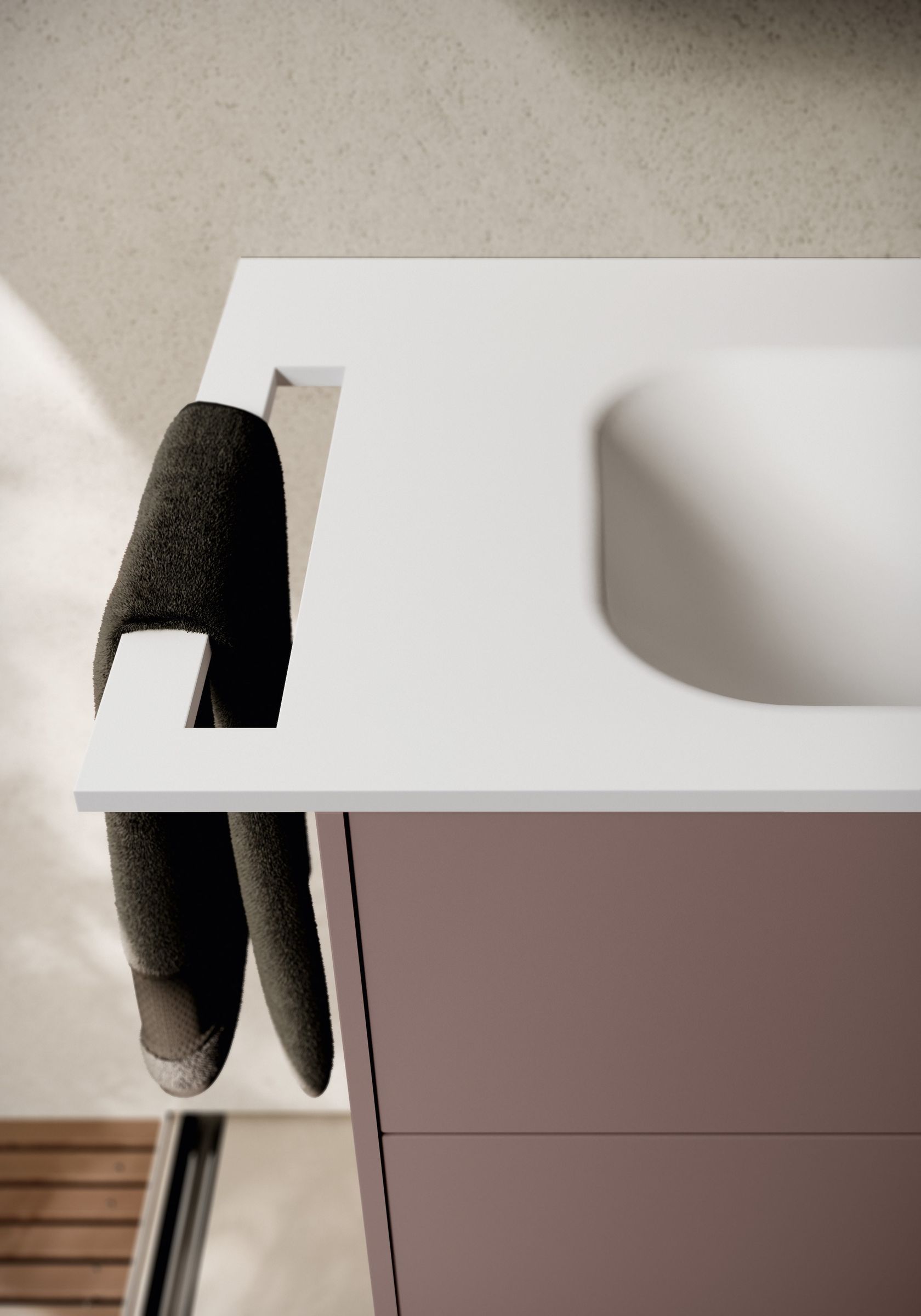 Single vanity unit with integrated washbasin SENSE 18 By Ideagroup