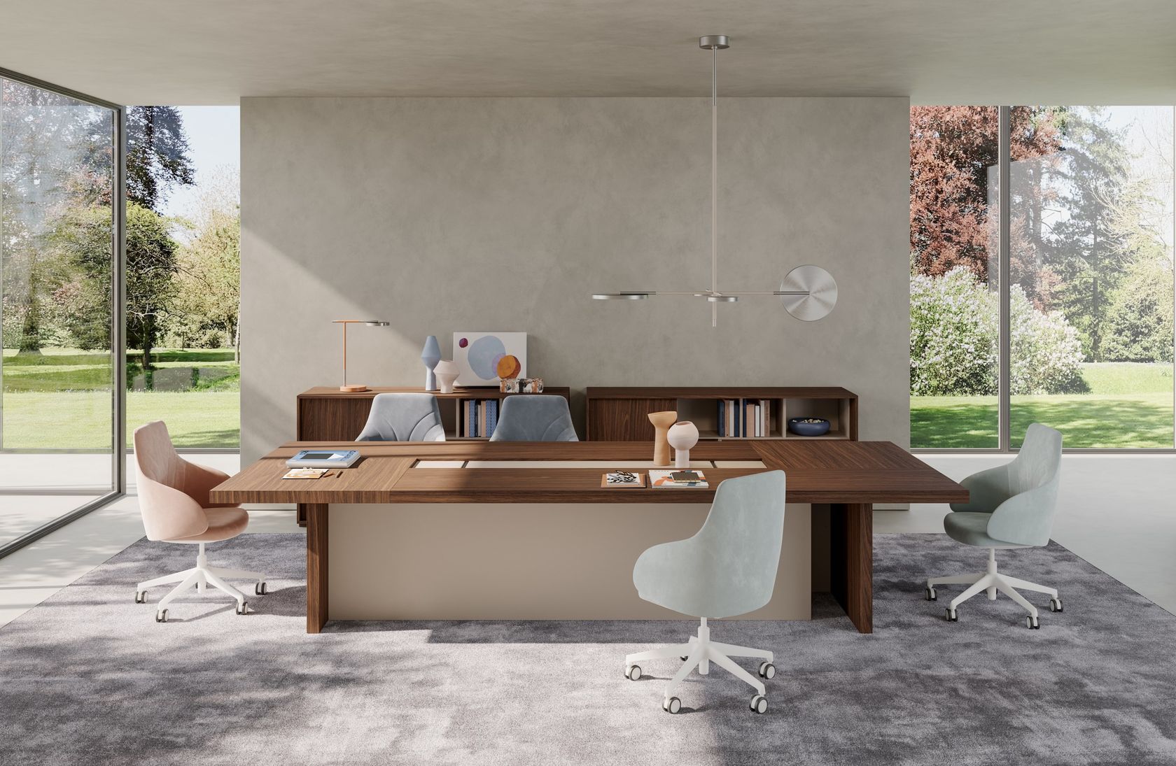 SESSANTA Rectangular wooden meeting table By PROF