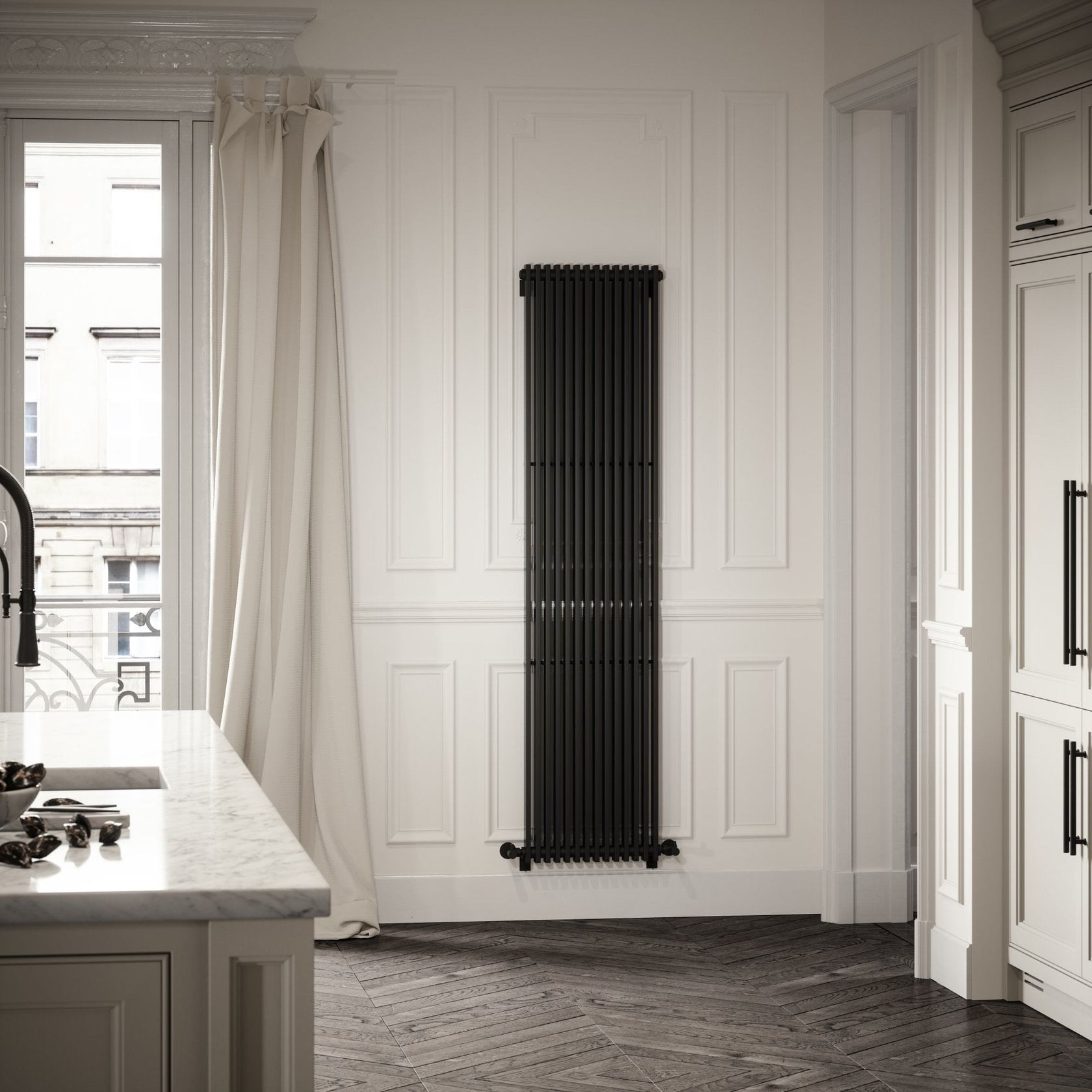 SHADOW Vertical wall-mounted decorative radiator By LUSSO