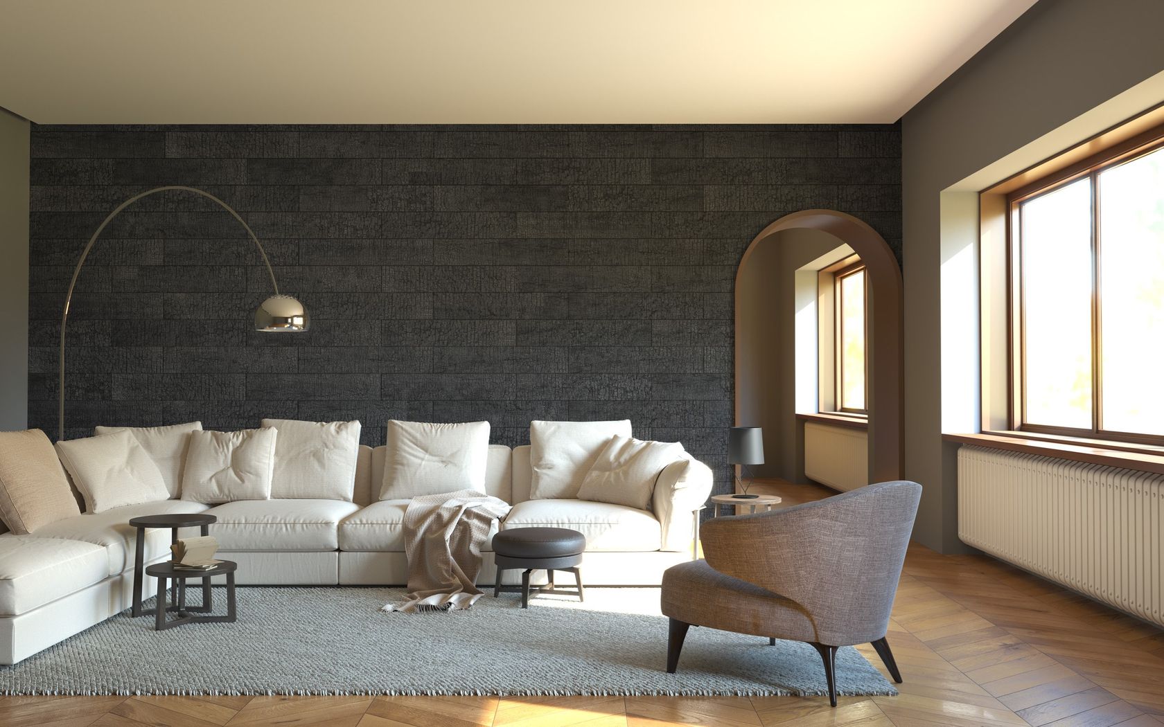 Cement wall tiles with burnt wood effect SHOU SUGI BAN By Castelatto Italia