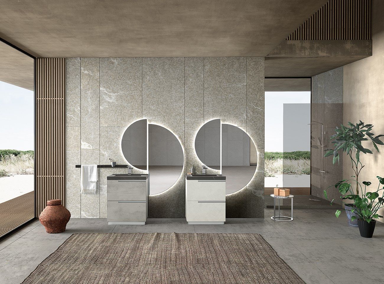 SIDE 03 Mobile lavabo da terra con cassetti con specchio By Archeda