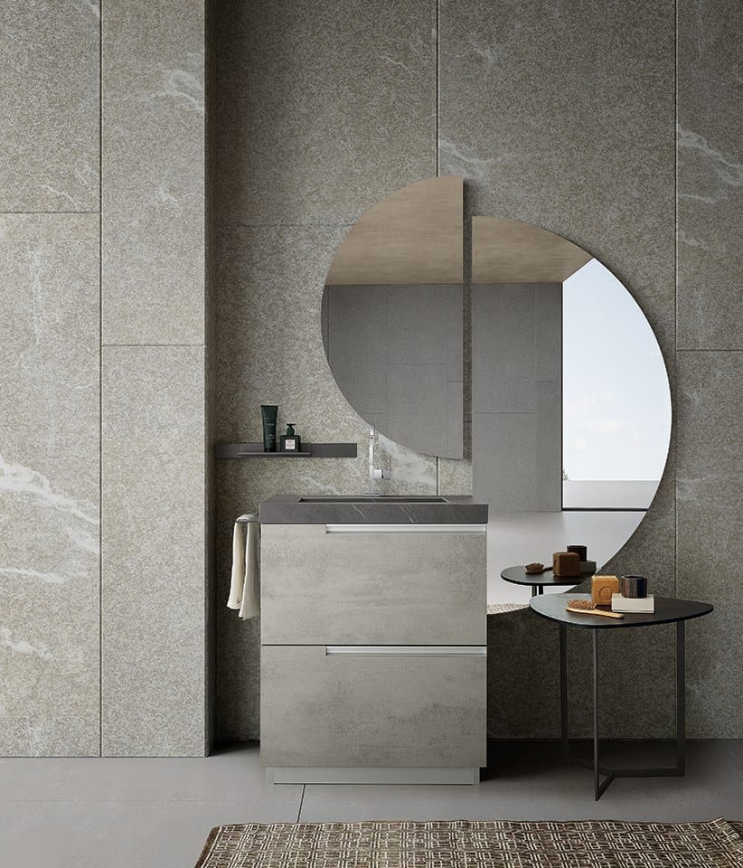 SIDE 03 Mobile lavabo da terra con cassetti con specchio By Archeda