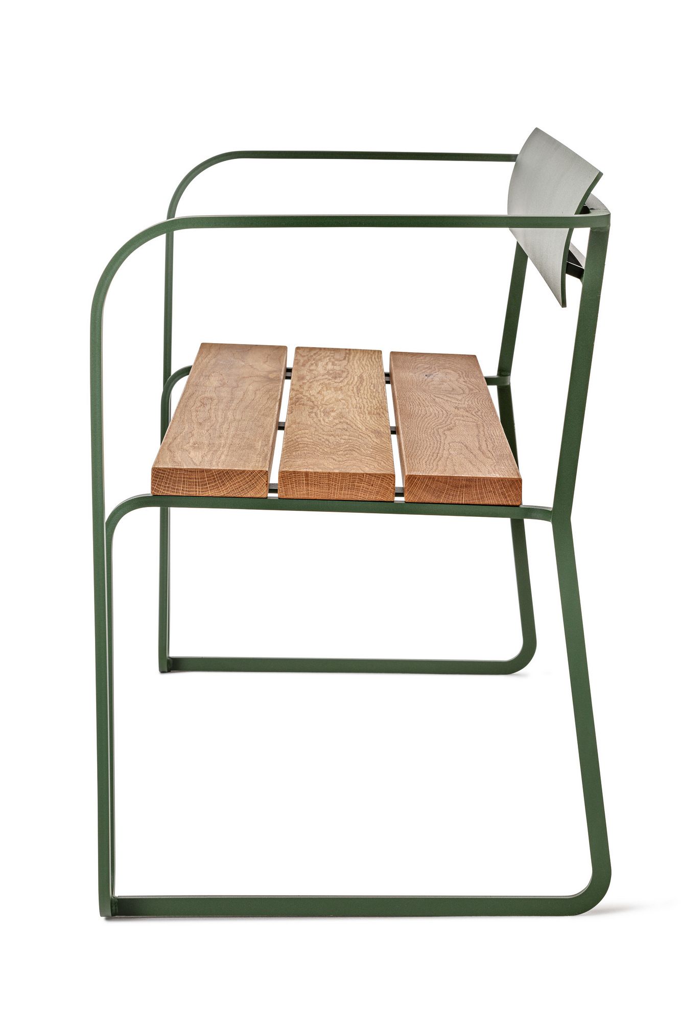 SIGILL Stackable outdoor bench with a metal frame and oak seat By Nola ...