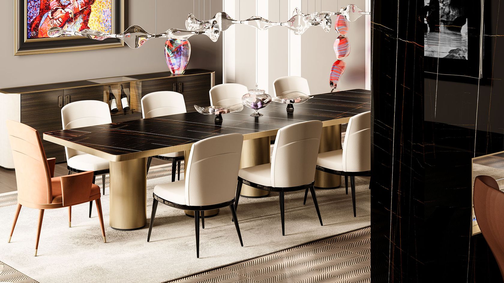 SIGNORE DEGLI ANELLI Rectangular wooden dining table By Reflex