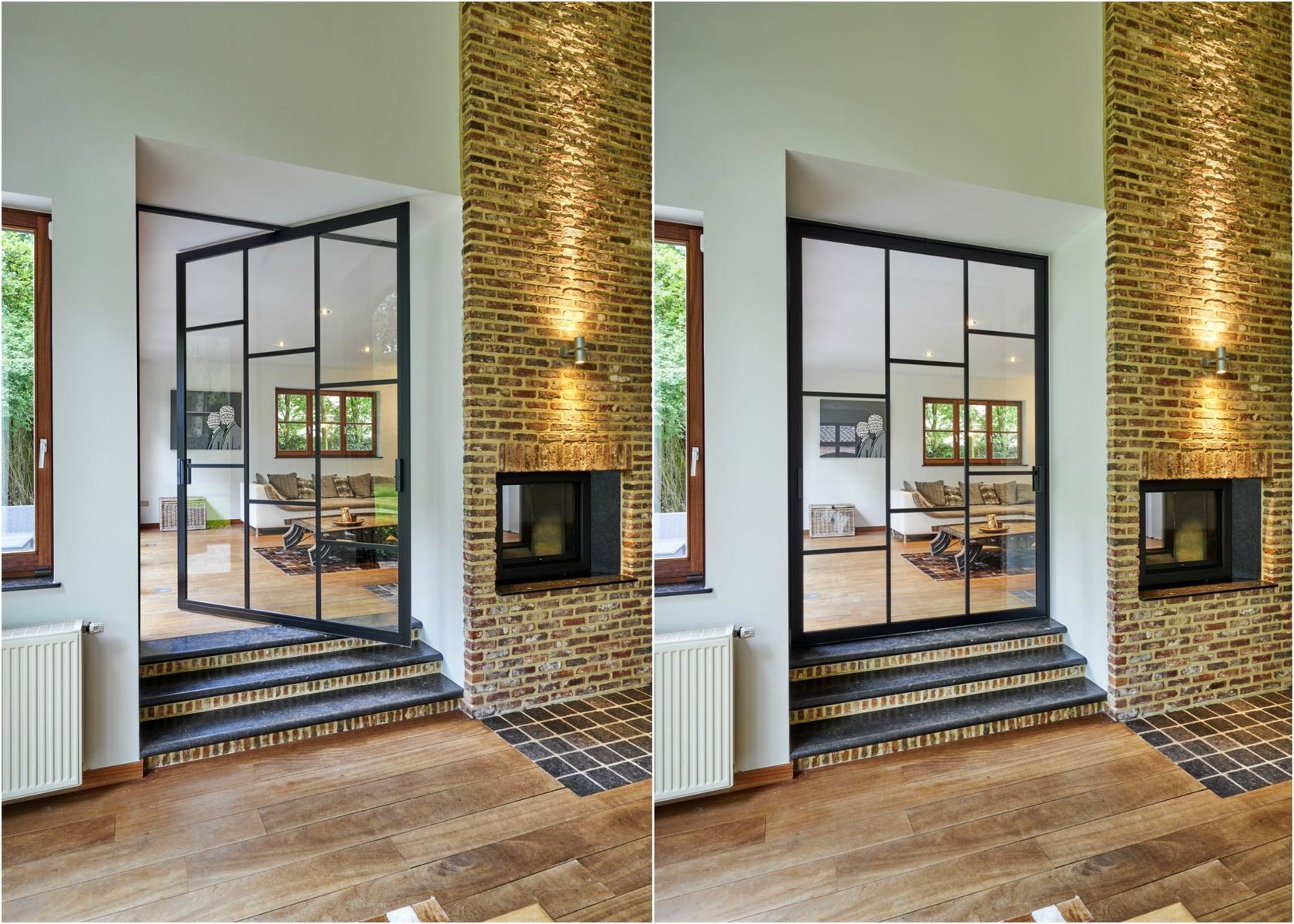 SKD75 STEEL LOOK Glass and aluminium central axis pivot door By Anyway ...