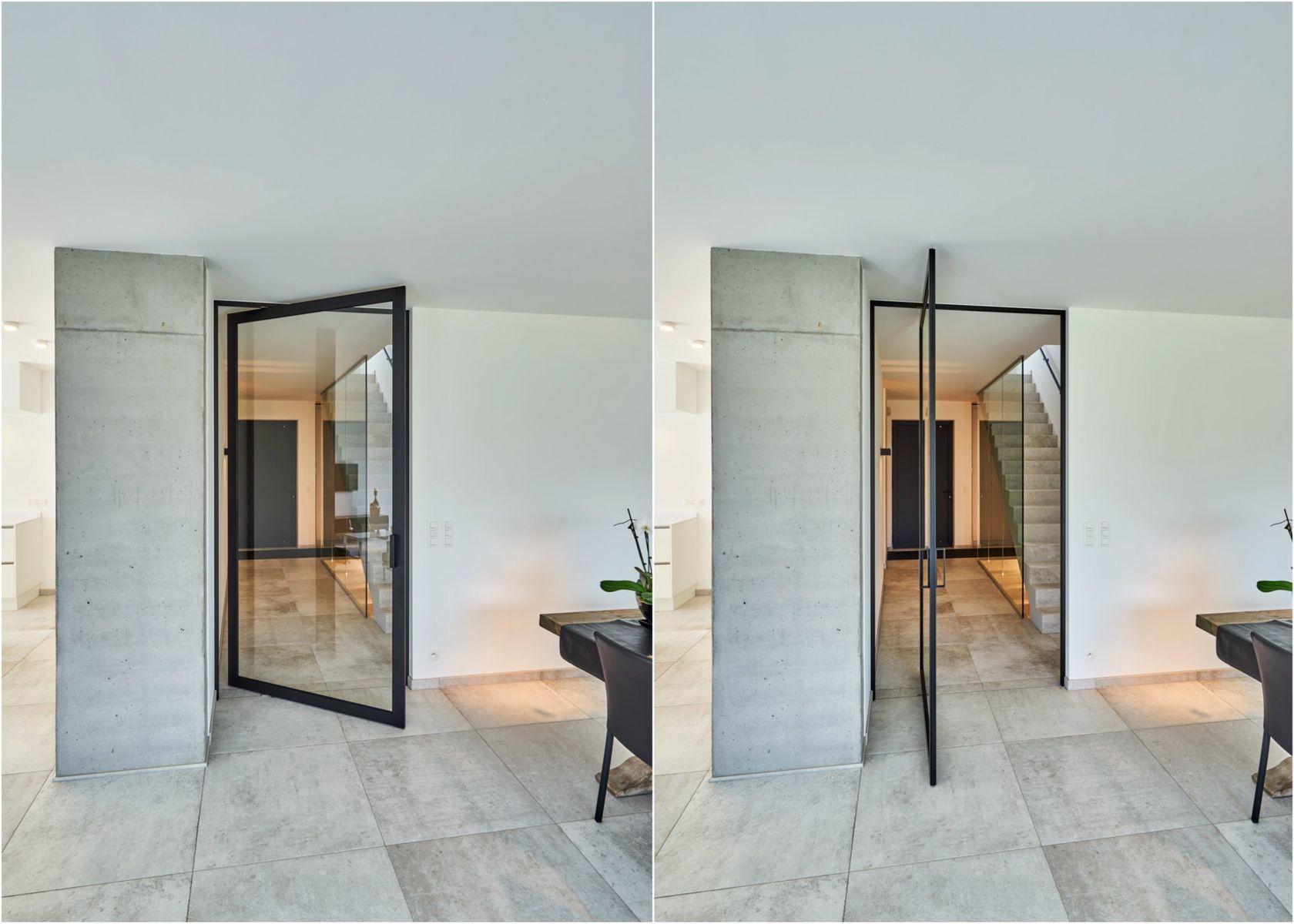 Porta a bilico in alluminio e vetro con asse laterale SKD75 BLACK ...