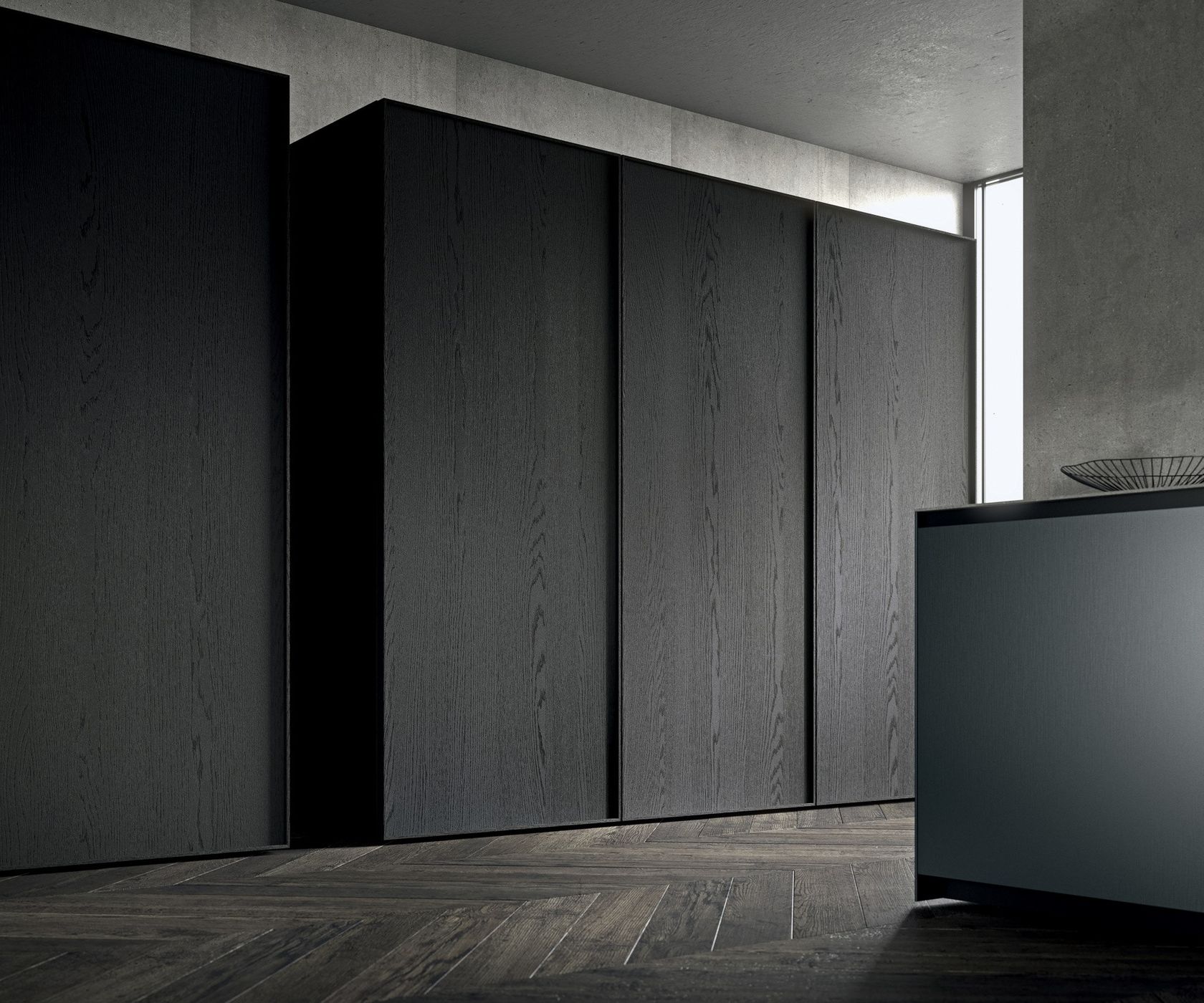 Linear oak and metal kitchen with integrated handles SKILL FRAME Skill ...