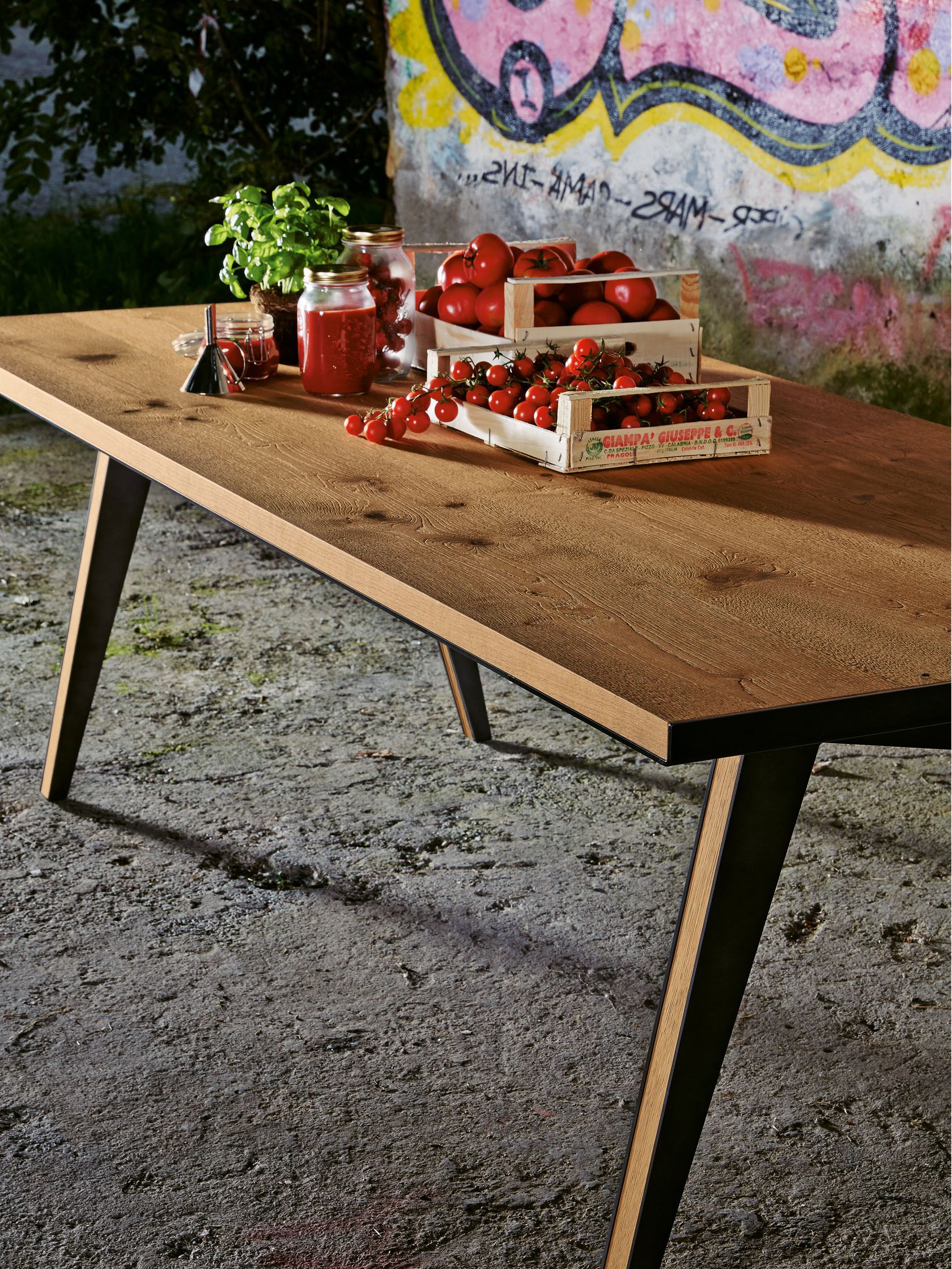 Rectangular steel and wood table SKIN By Colico design Giovanna Azzarello