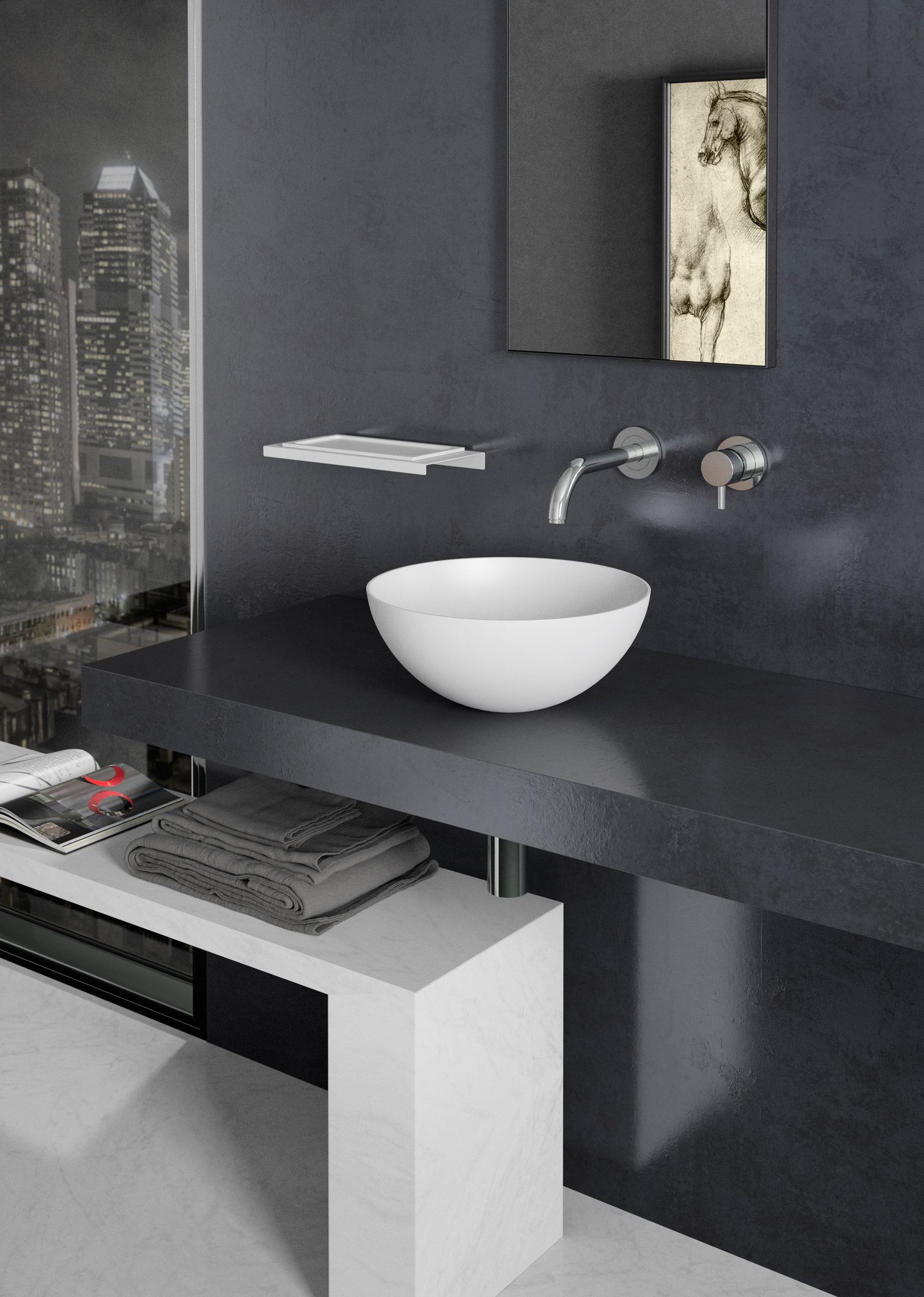 SLIDE | Round washbasin Countertop round Vetro Freddo® washbasin By ...