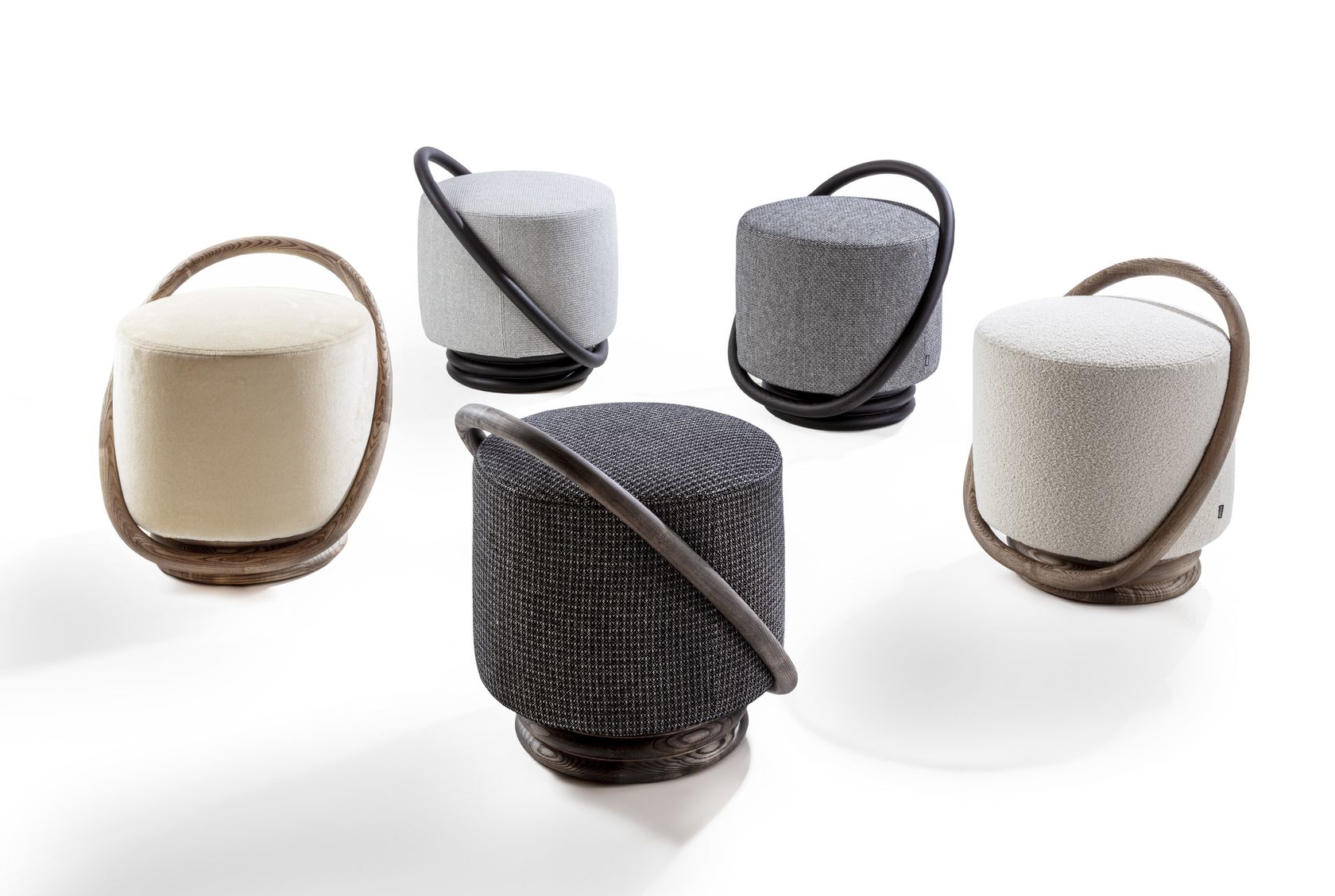SMILE Upholstered round fabric pouf By Porada | design Marconato & Zappa