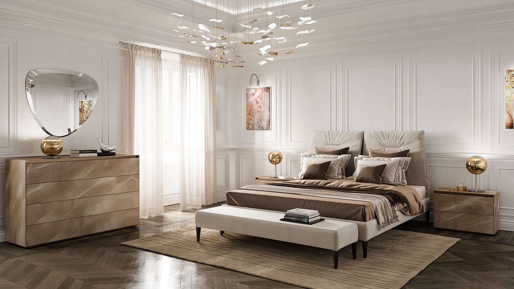 SOFT Leather bed with high headboard By Reflex | design Riccardo Lucatello