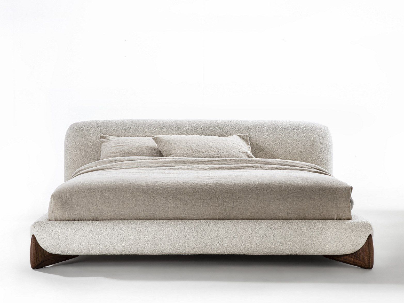 SOFTBAY | Double bed Wooden double bed with upholstered headboard By ...