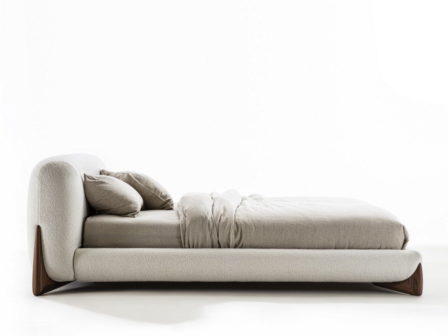 SOFTBAY | Double bed Wooden double bed with upholstered headboard By ...