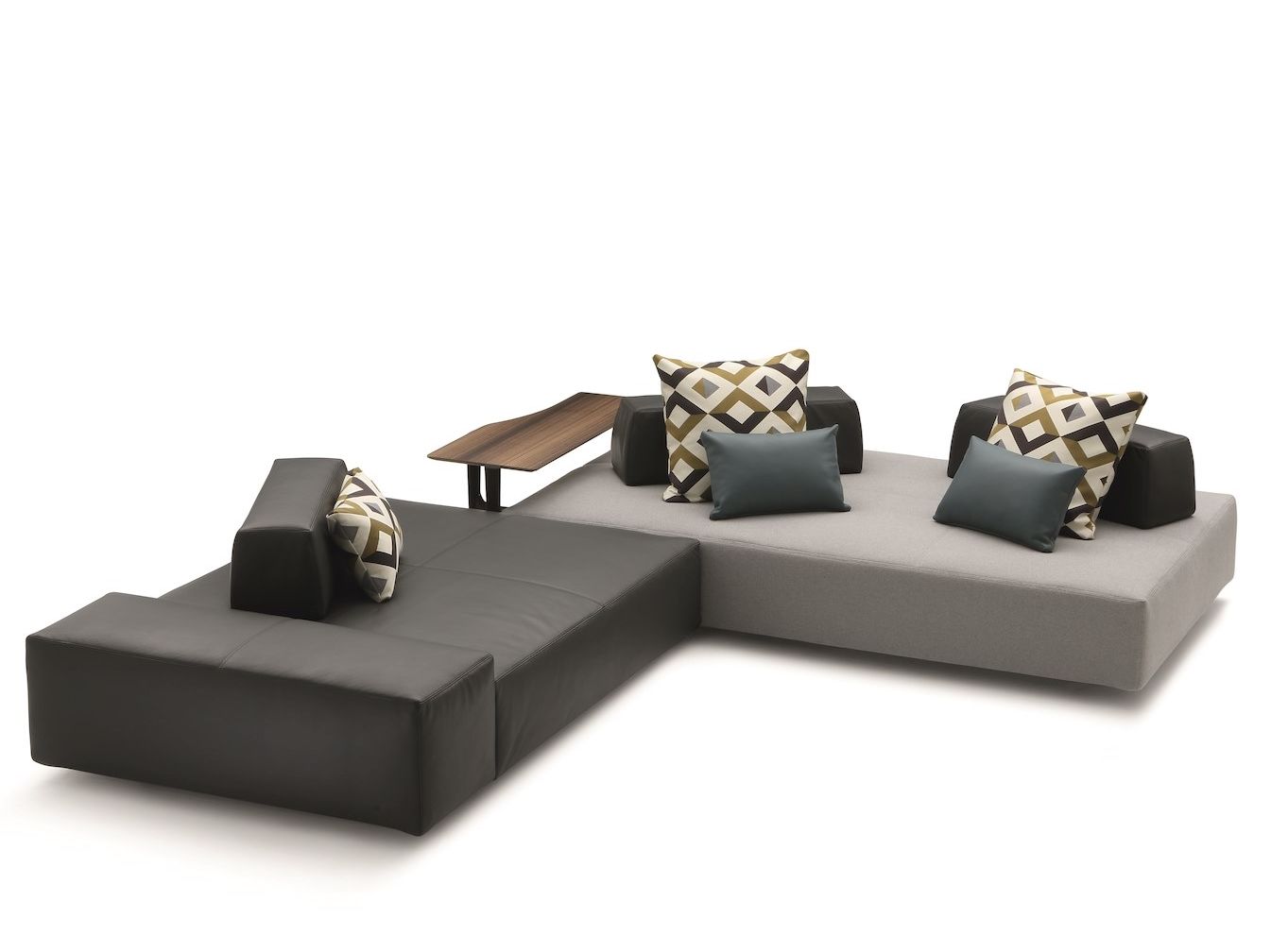 Upholstered modular fabric bench with back SOFTBENCH By Flou