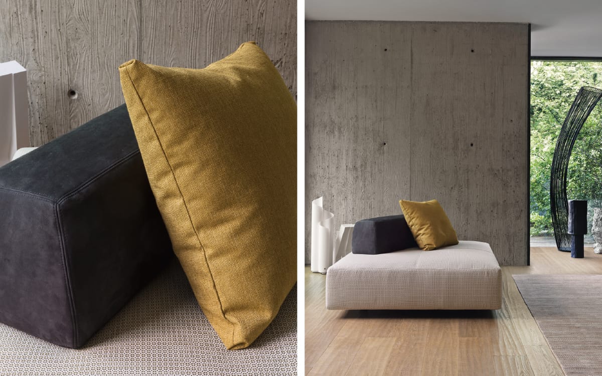 Upholstered modular fabric bench with back SOFTBENCH By Flou