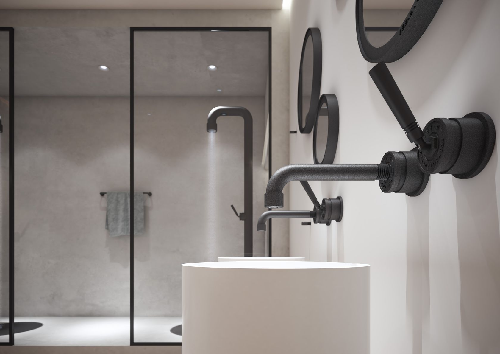 SOHO WALL BASIN MIXER 2 hole wall-mounted stainless steel washbasin ...