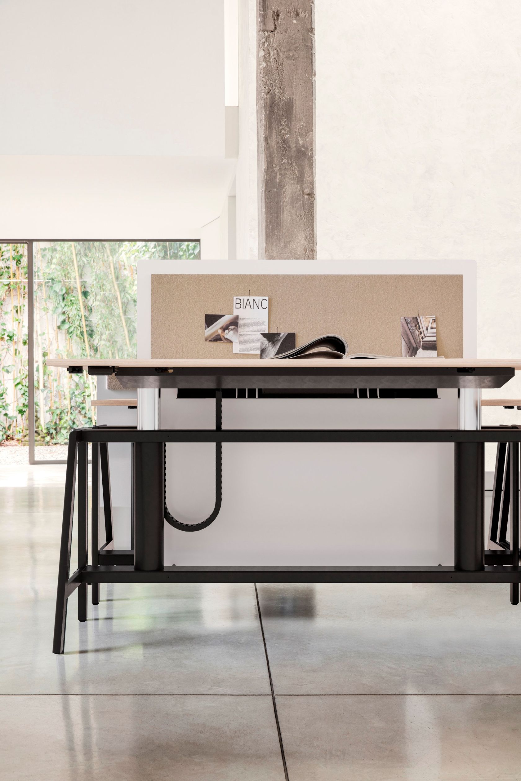 SOLARI Height-adjustable multiple office desk with sound absorbing ...