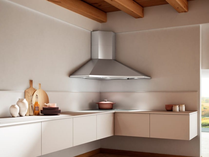 Corner stainless steel cooker hood SOLARIS By FABER