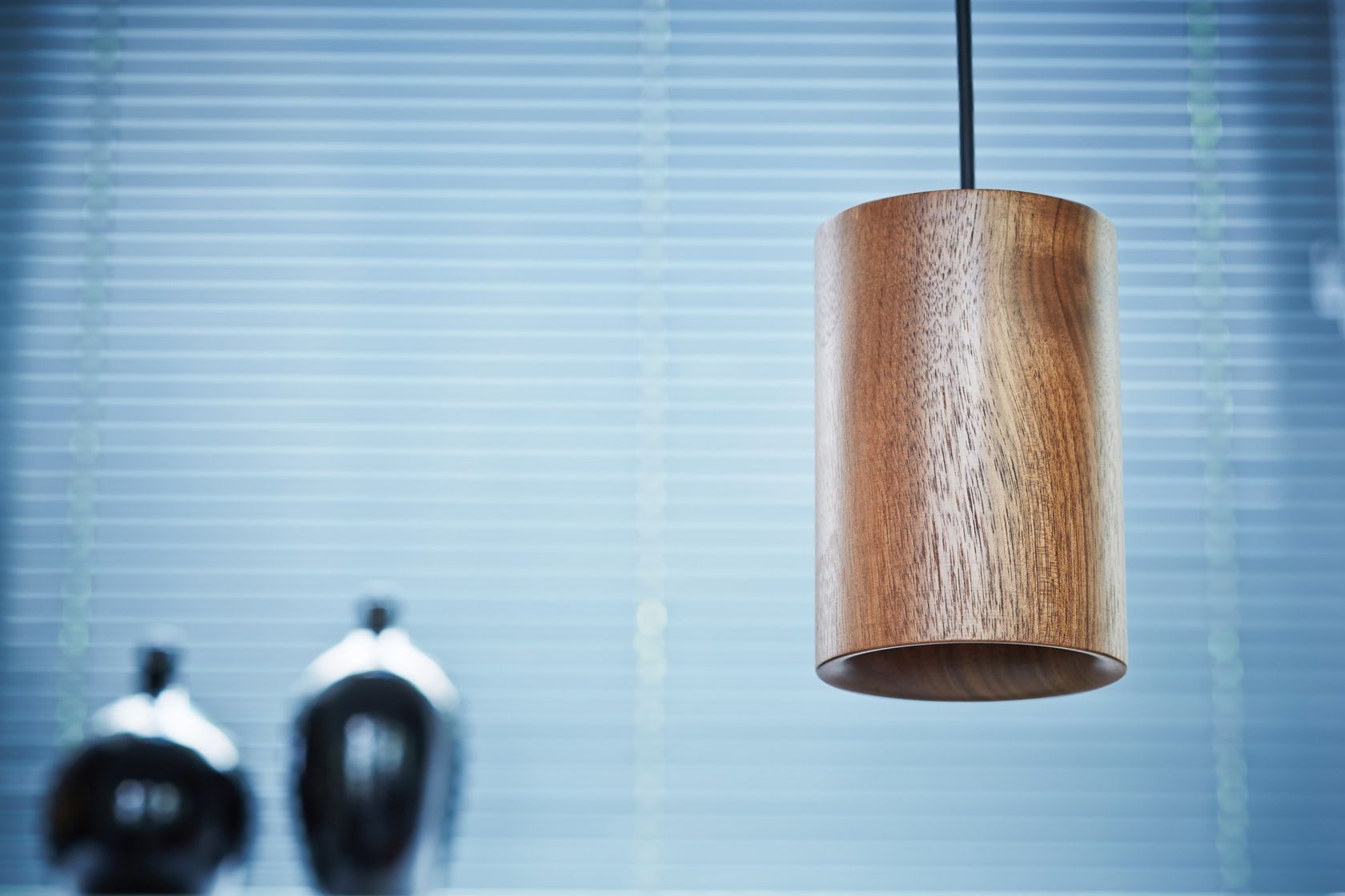 SOLID CYLINDRICAL LED dimmable walnut pendant lamp By Case