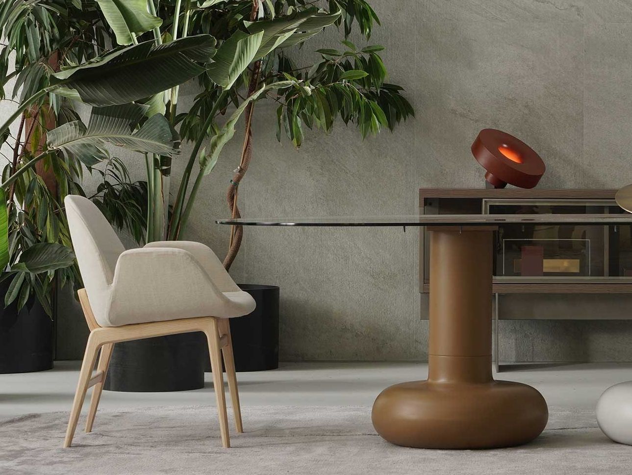 SOTTERA | Chair with armrests Upholstered wooden restaurant chair with ...