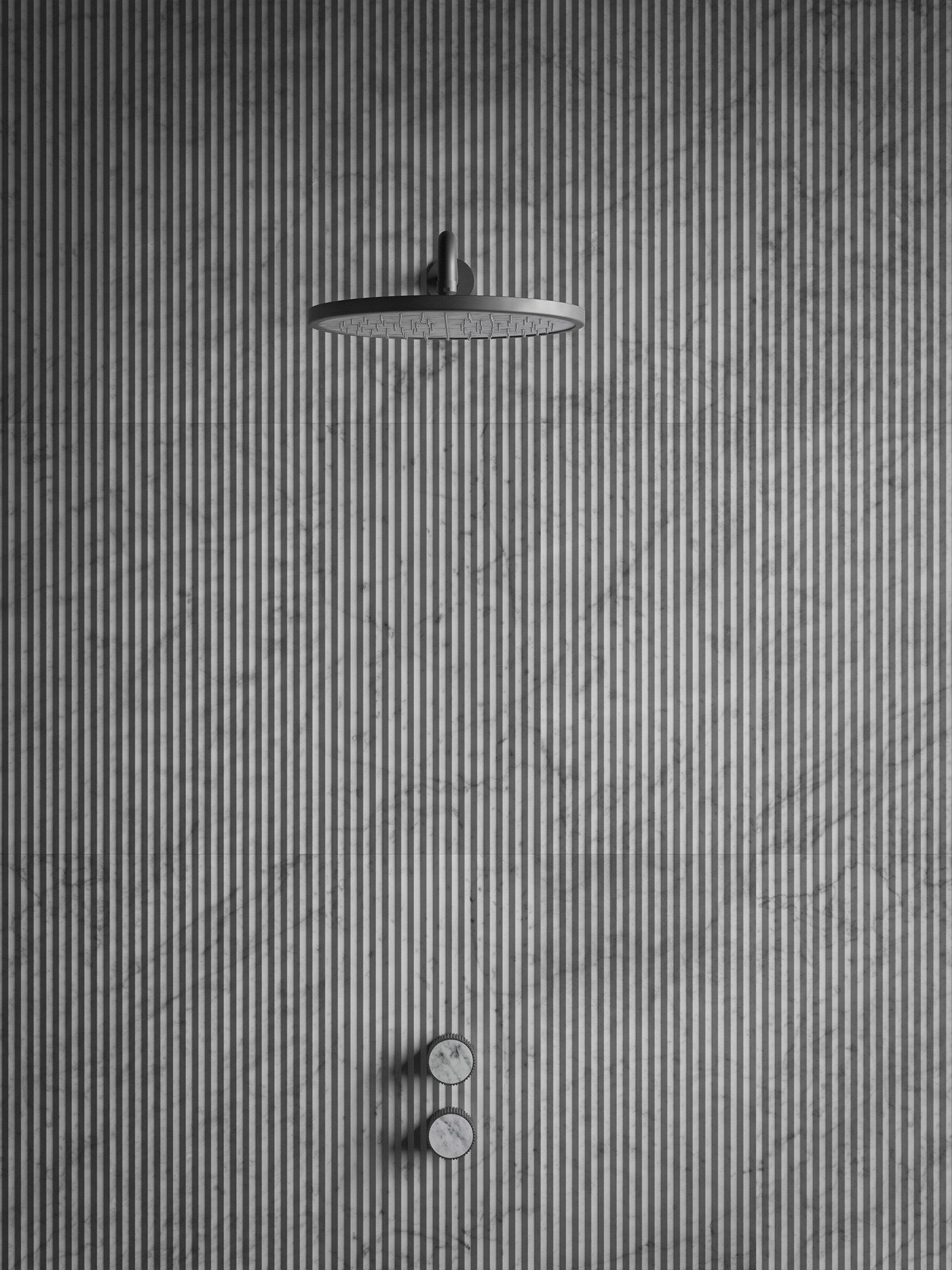 SPAGHETTI 2 hole marble shower mixer with overhead shower By Salvatori ...