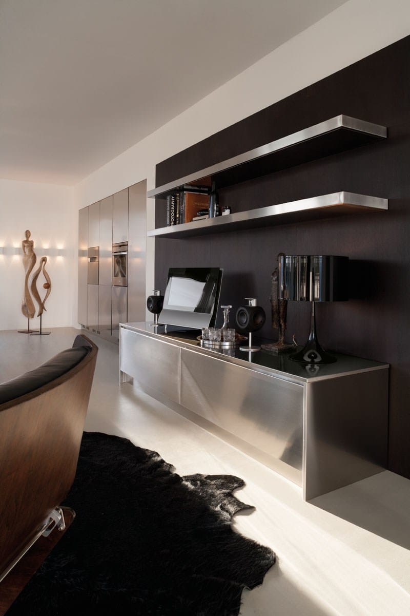 SQUARE INOX Stainless steel kitchen with island By Xera by Arex