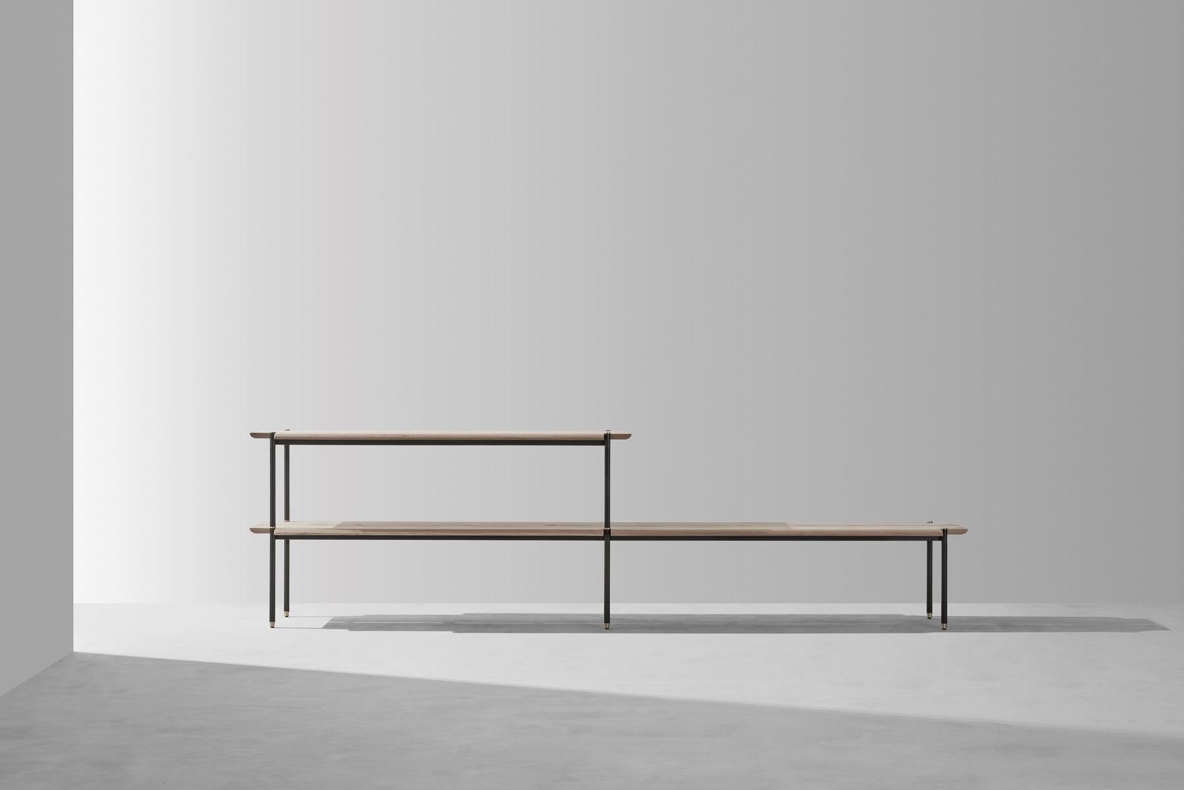 STACKING Steel and wood bench By District Eight