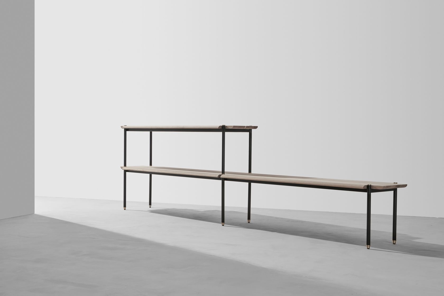 STACKING Steel and wood bench By District Eight