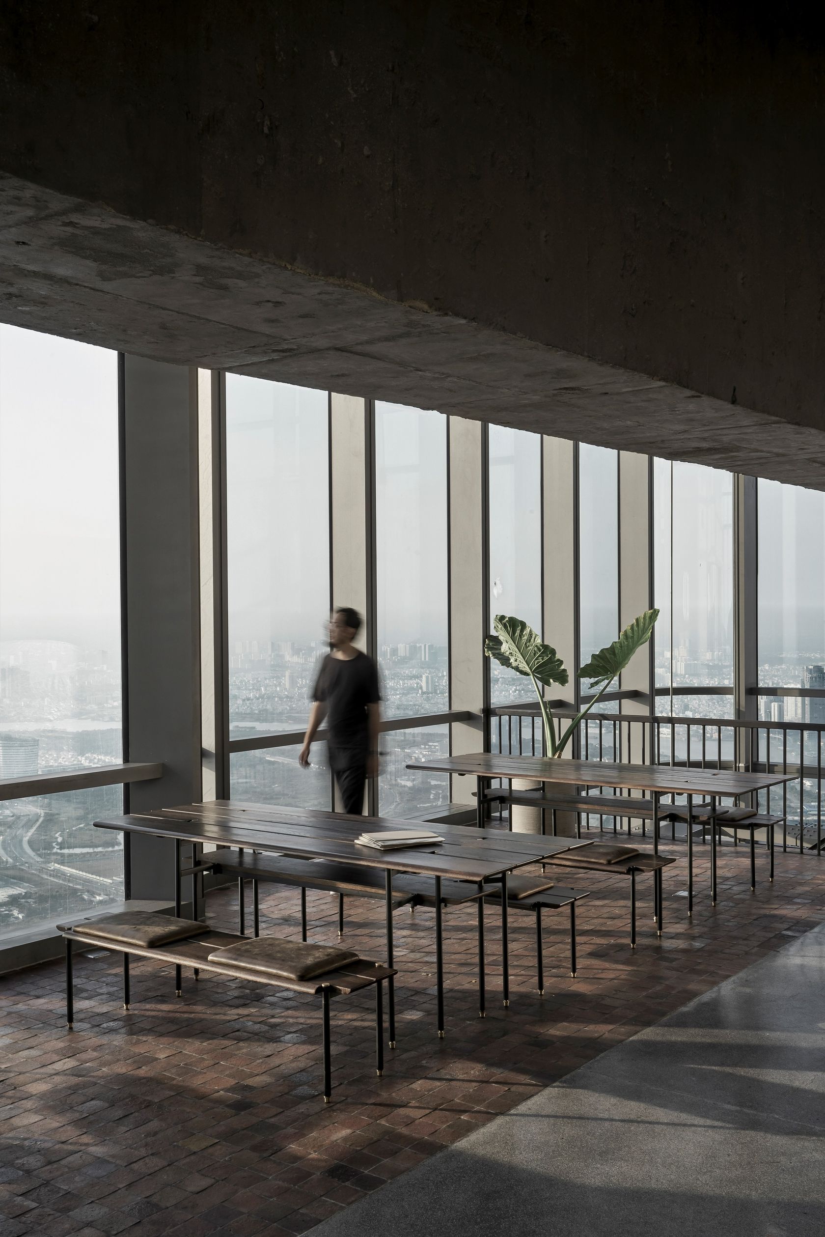 STACKING DROP LEAF Extending steel and wood console table By District Eight