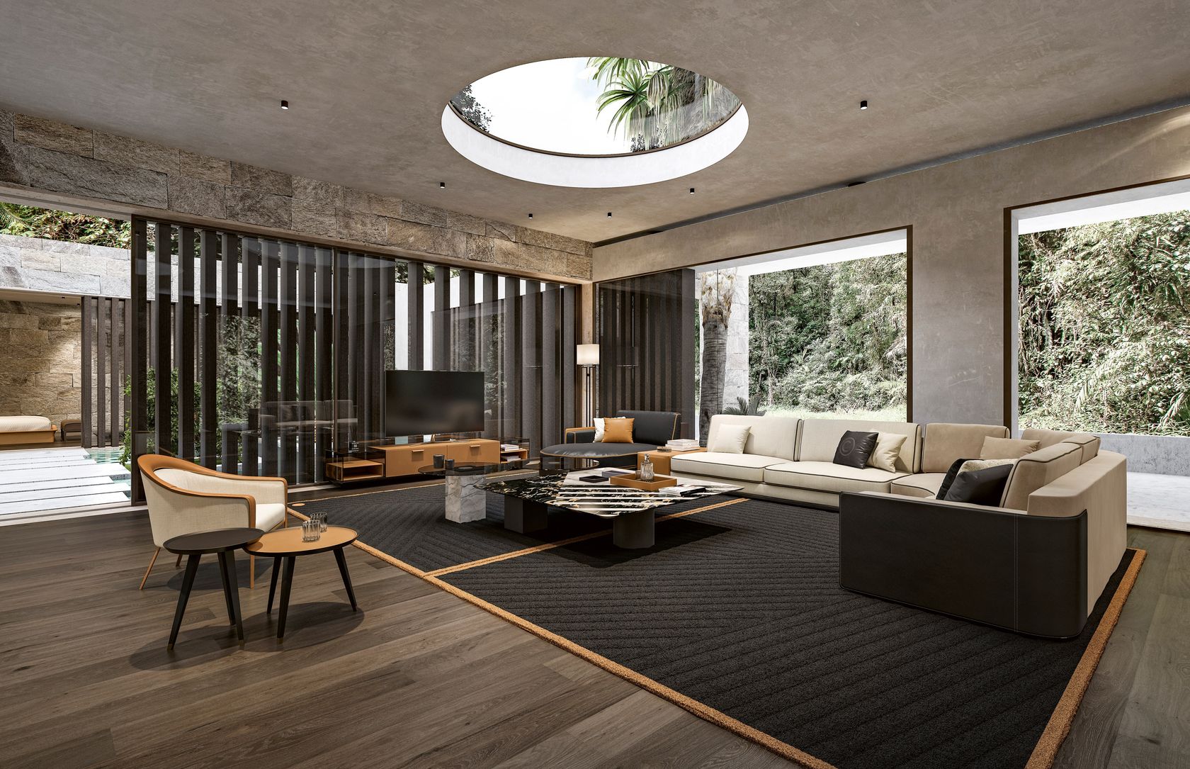 STARLIGHT Glass and tanned leather TV cabinet By CPRN HOMOOD | design ...