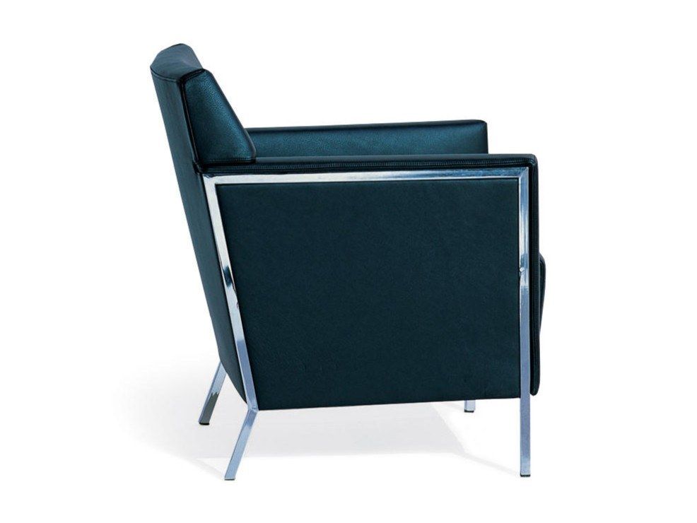 STEEL Leather easy chair with armrests By Moroso | design Enrico Franzolini