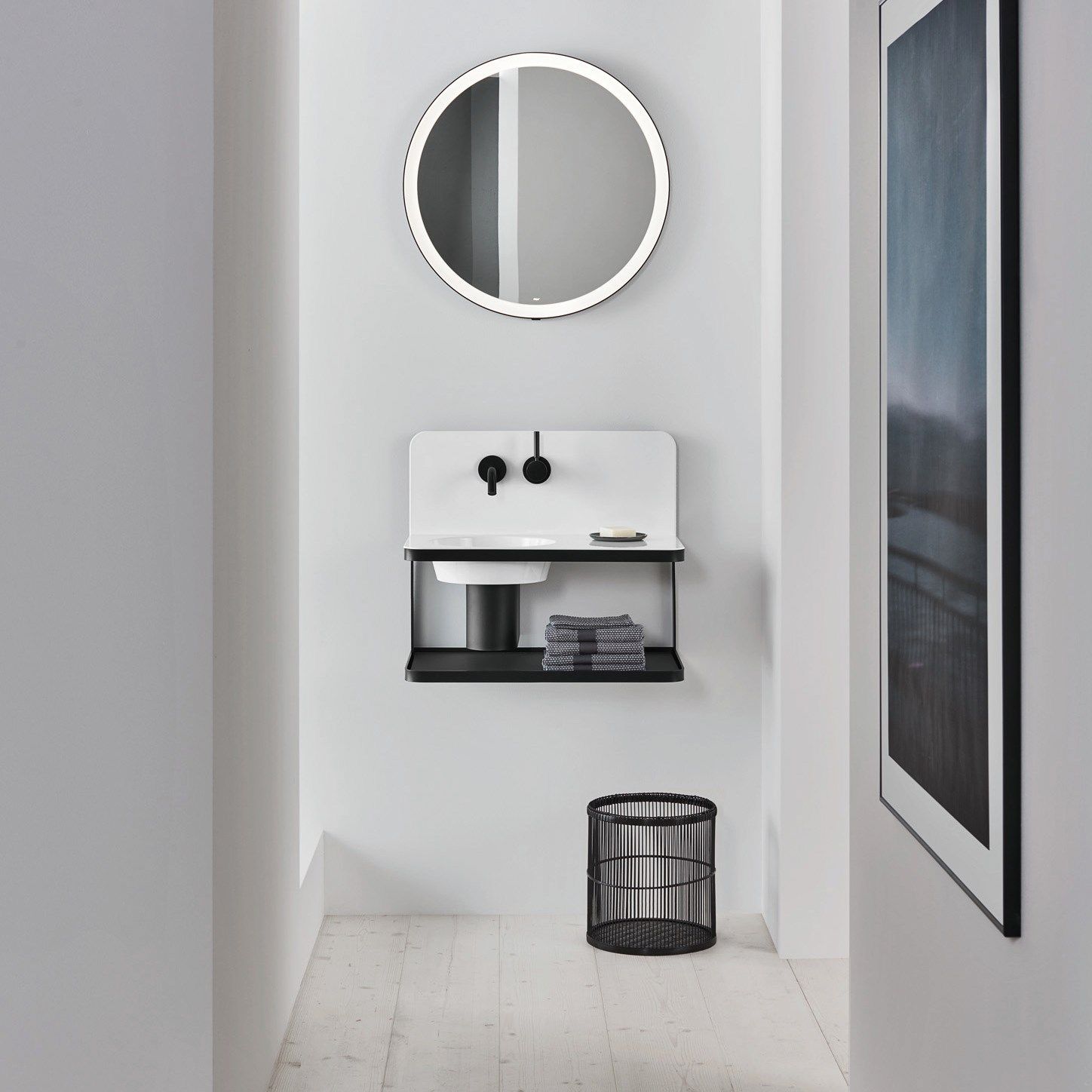 Wall-mounted glazed steel vanity unit STEEL19 By Alape