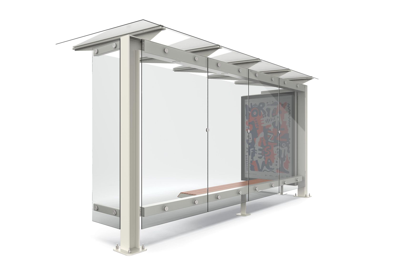 Marquesina en acero y vidrio para parada de autobús STINGRAY By City Design
