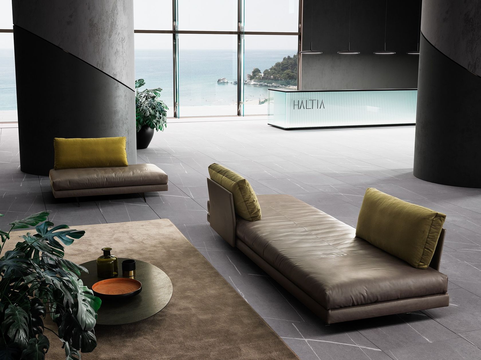 STONE | Leather sofa Corner sectional sofa in leather and fabric By ...