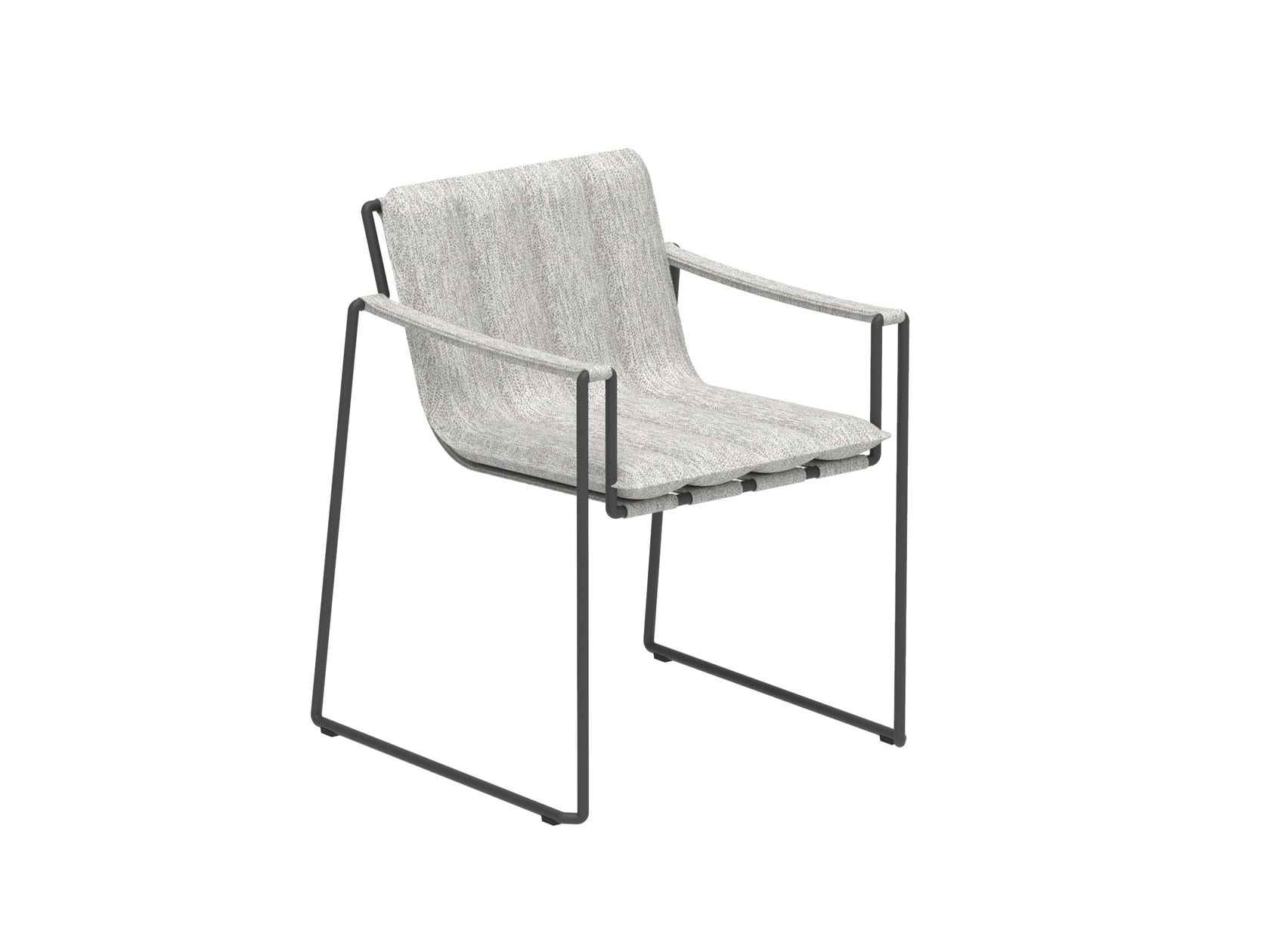 STRAPPY Sled base fabric garden chair with armrests By Royal Botania