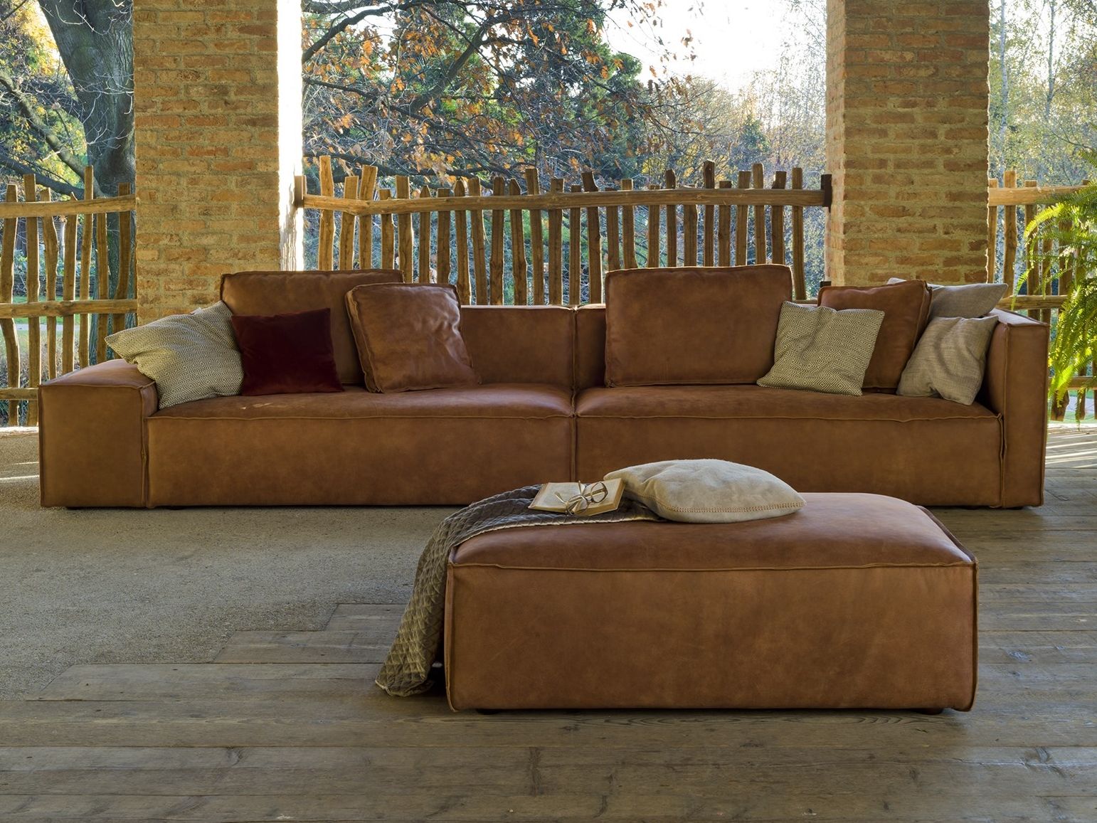 Contemporary style 6 seater upholstered leather sofa STRAUSS TAGLIO ...