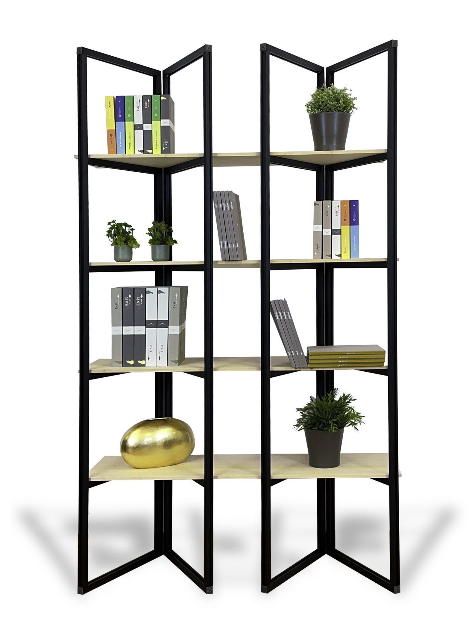 TEO Freestanding open wall-mounted aluminium and wood bookcase By STUDIO T