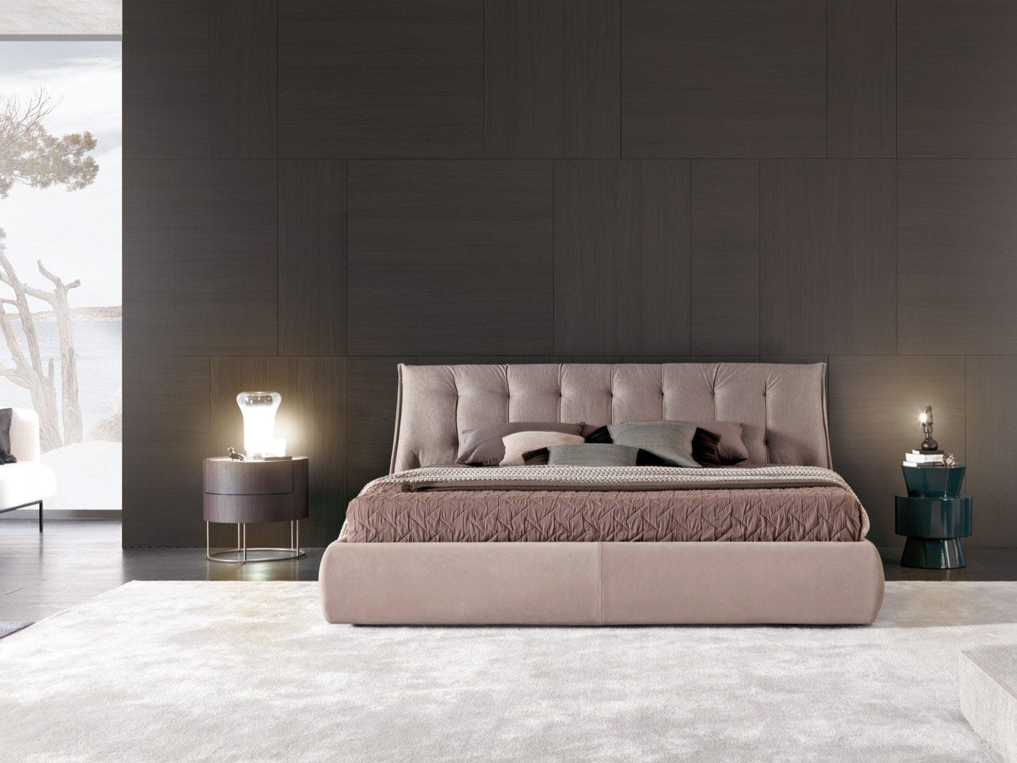 SUMO Upholstered leather double bed By MisuraEmme | design Mauro Lipparini
