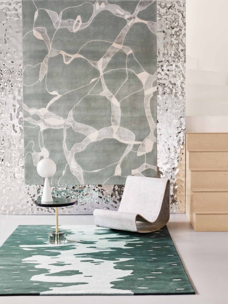 Hand knotted rug in wool and silk SUN SHAFT All at sea Collection By ...