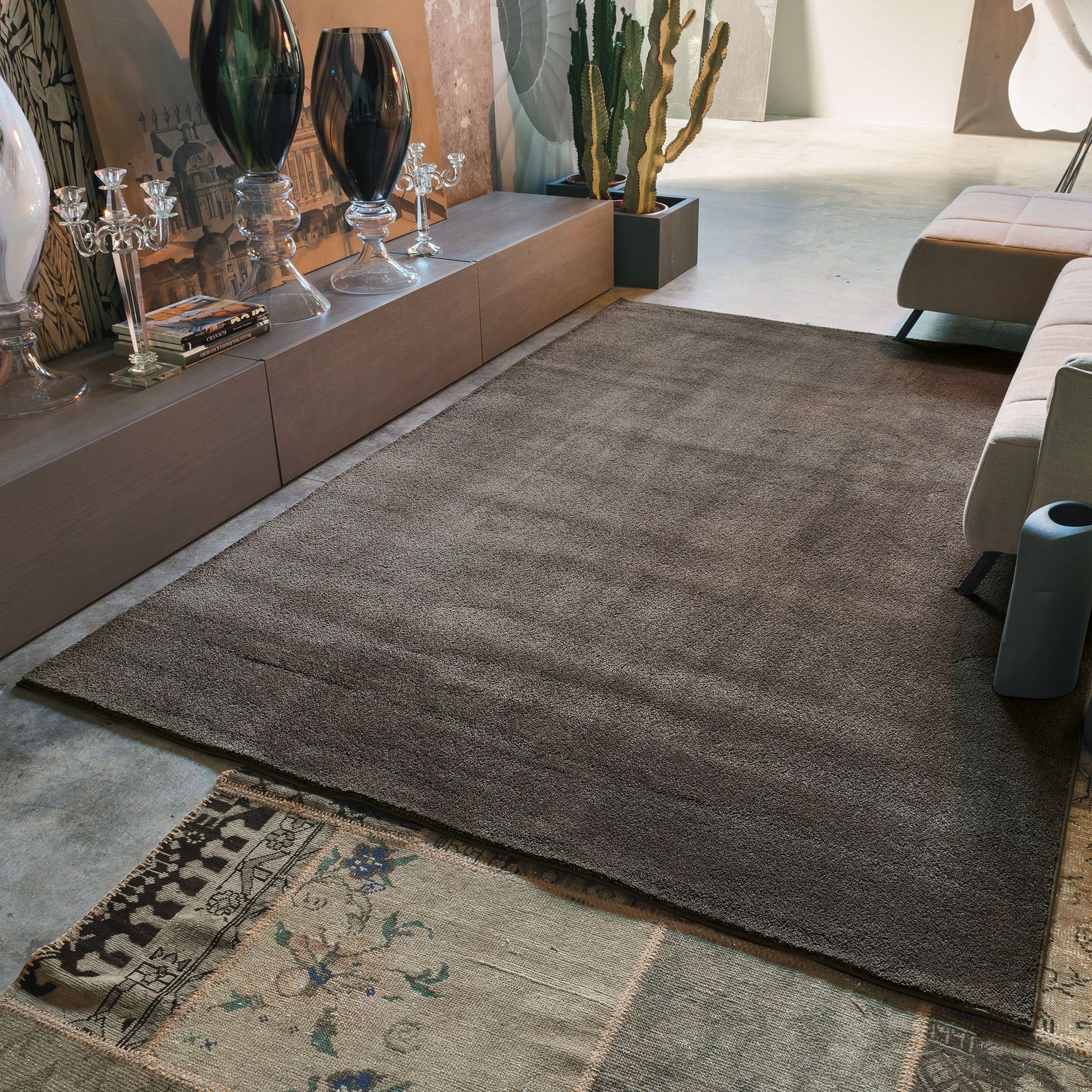 Solid-color rectangular fabric rug SUNRISE By Adriani e Rossi edizioni