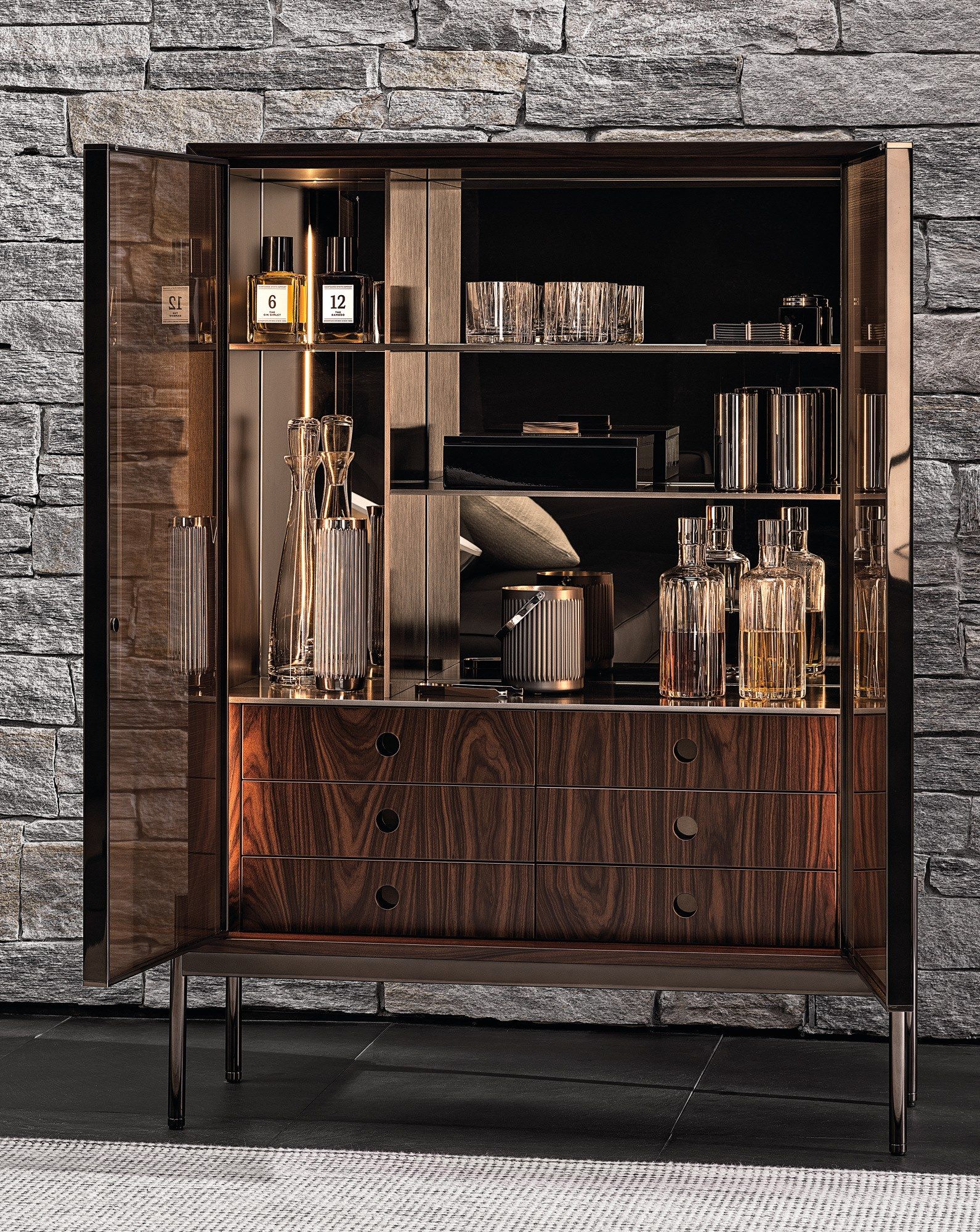 SUPERQUADRA Rosewood display cabinet with integrated lighting By ...
