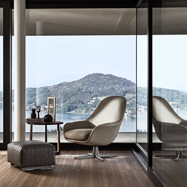 Swivel fabric armchair with armrests SVEVA SOFT By Flexform design Carlo Colombo