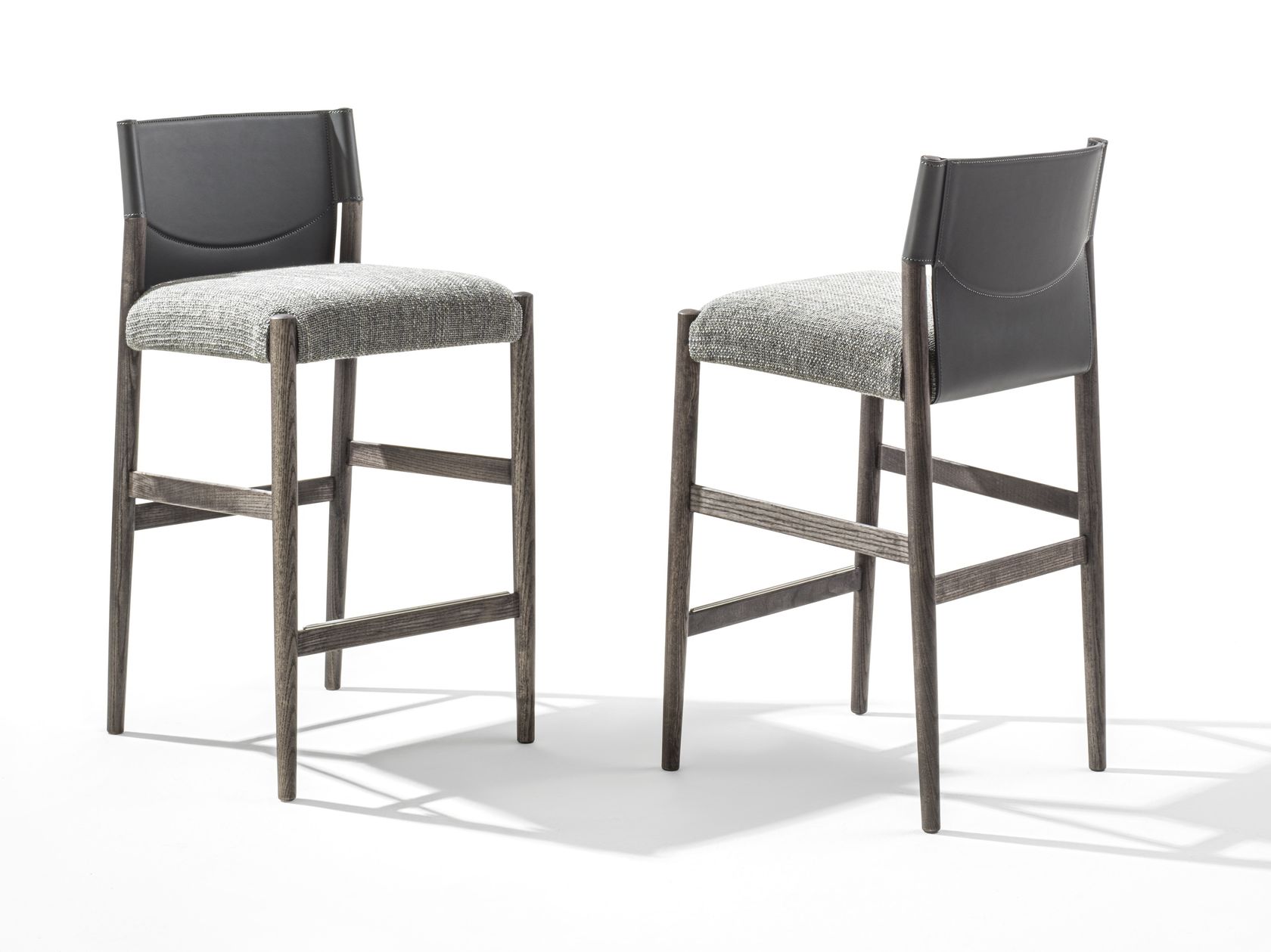 SVEVA | Stool Ash stool with leather and fabric covering By Porada ...