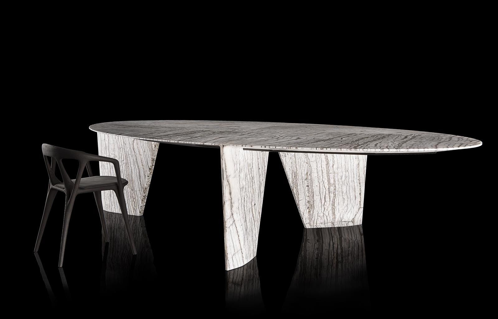 Oval marble table SYNAPSE By Henge design Massimo Castagna