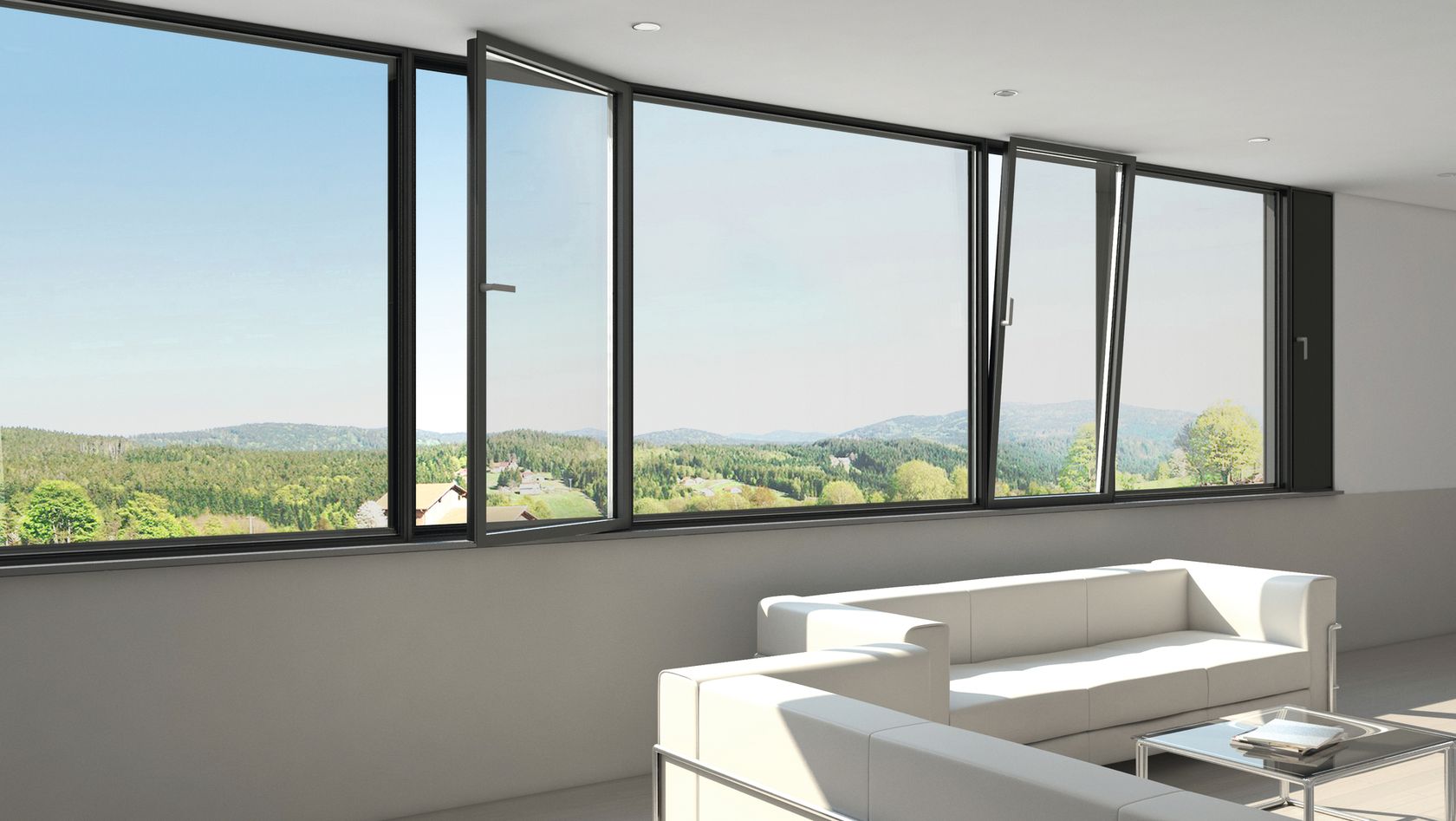 Schüco AWS 75 PD.SI Glass and aluminium window By Schüco