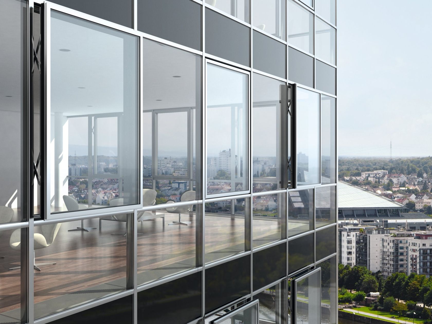 Schüco FWS 50 Glass and aluminium Continuous facade system By Schüco