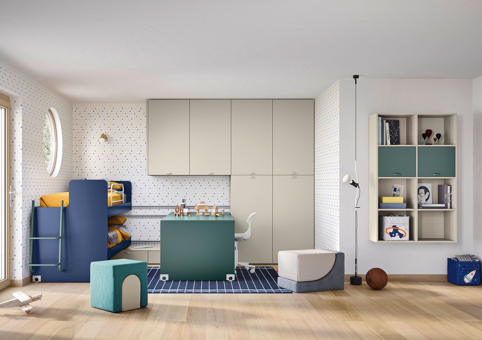 Shaped sliding desk Modular desk By Nidi