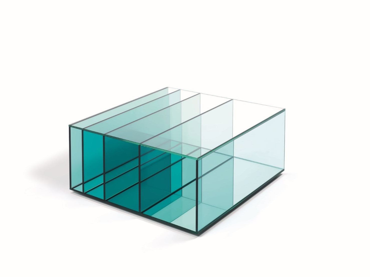 DEEP SEA Square crystal coffee table with storage space By Glas Italia ...