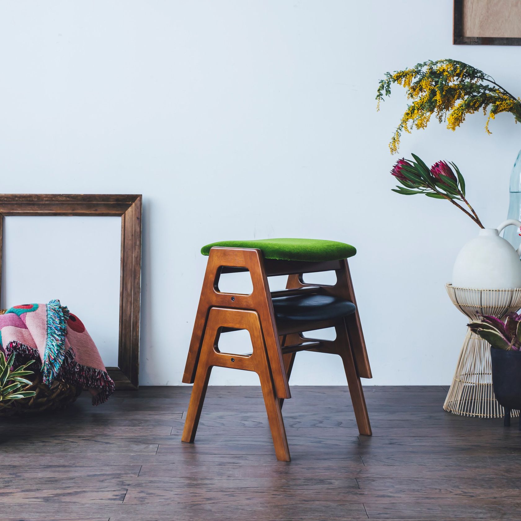 Stool Wooden and fabric stacking stool By KARIMOKU